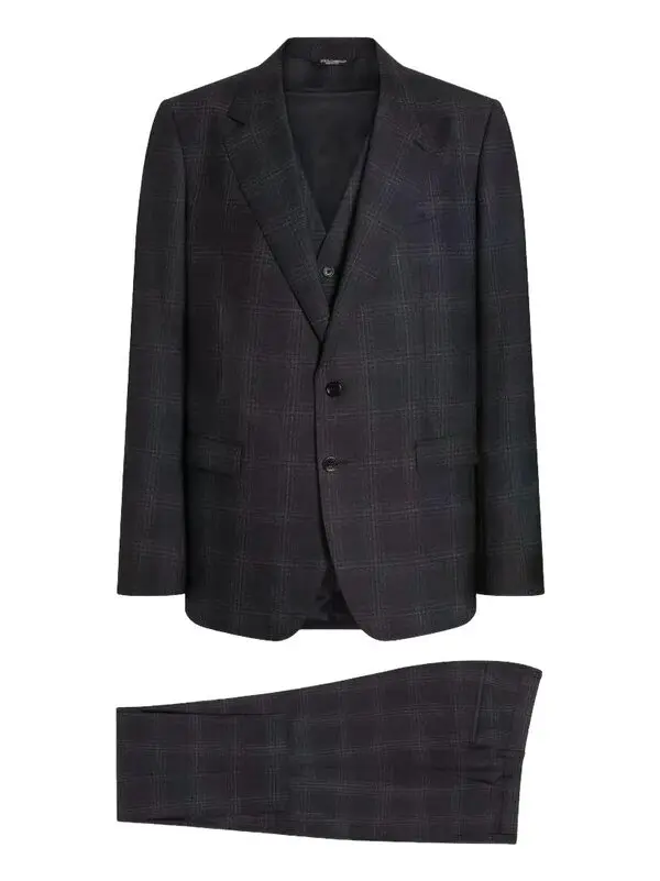 Dolce & Gabbana Single-breasted Martini Light Checked Wool Suit - Grey