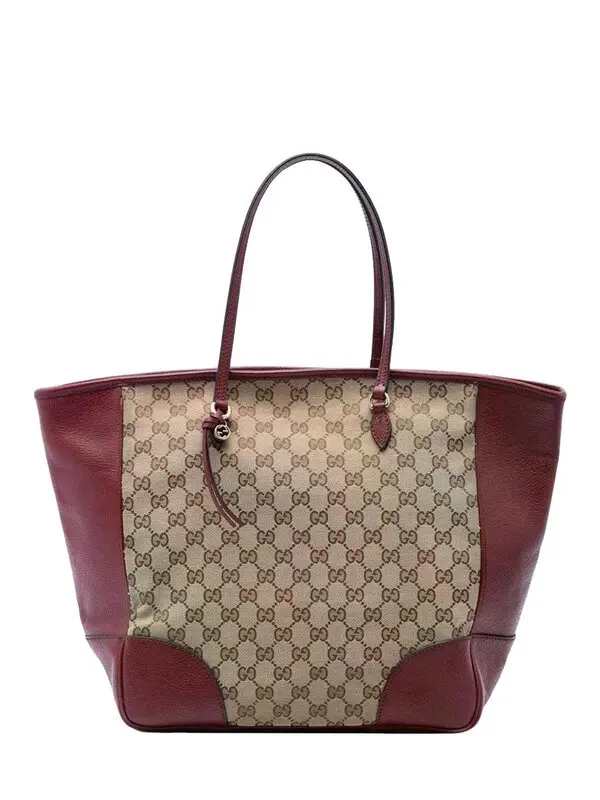 Gucci 2016-2026 Gg Canvas And Calfskin Bree Tote Bag - Neutrals