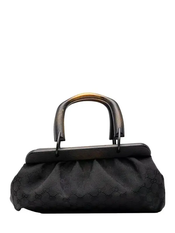 Gucci 2000-2015 Gg Canvas Wood Frame Handbag - Black