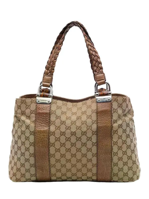 Gucci 2016-2026 Medium Gg Canvas Bamboo Libeccio Tote Bag - Neutrals
