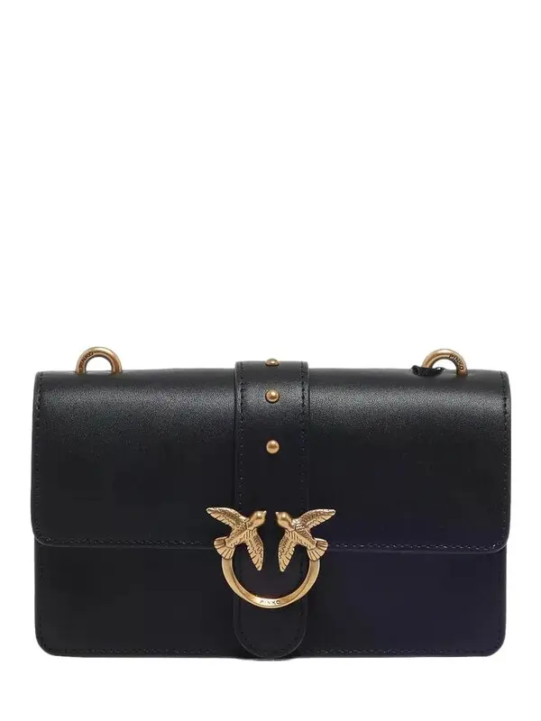 Pinko Small Love Bag One Leather Shoulder Bag With New Buckle - Black