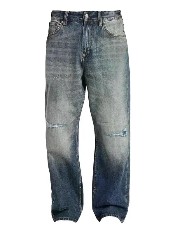 EVISU Pink Daicock Distressed Jeans - Blue