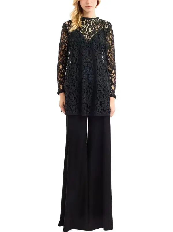 GEMY MAALOUF Sheer Lace Top - Black