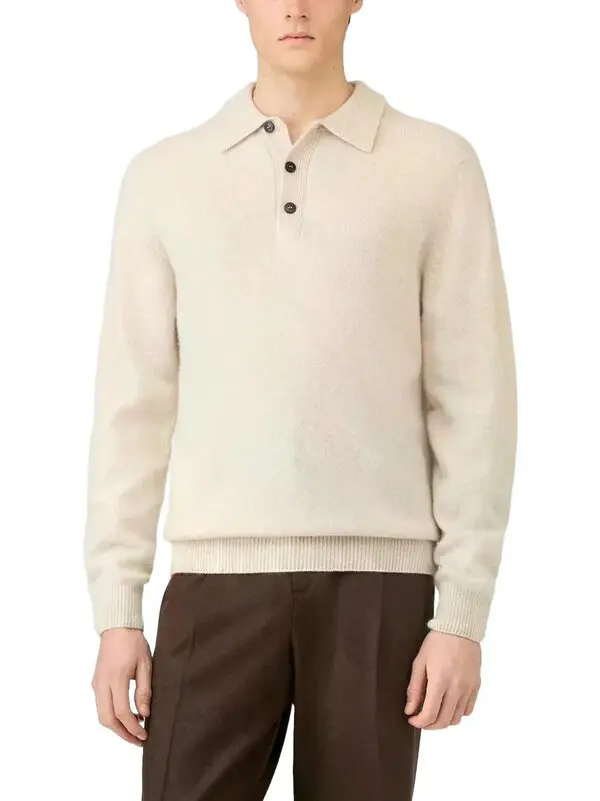 Sunspel Knitted Wool Polo Shirt - Neutrals