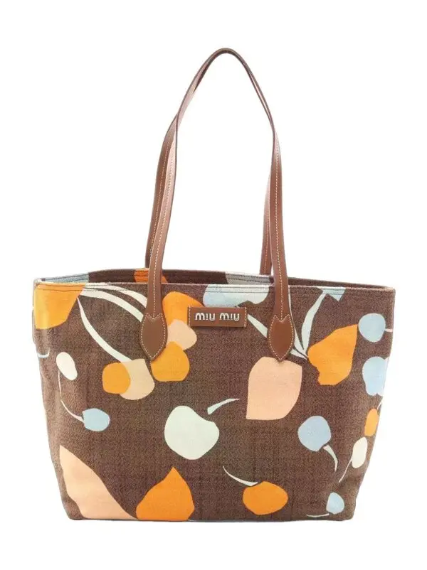 Miu Miu 2010s Tessuto-print Tote Bag - Brown