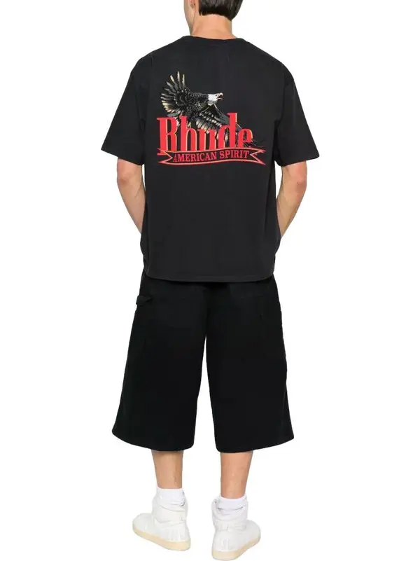 Rhude American Spirit Logo-print Chest-pocket T-shirt - Black