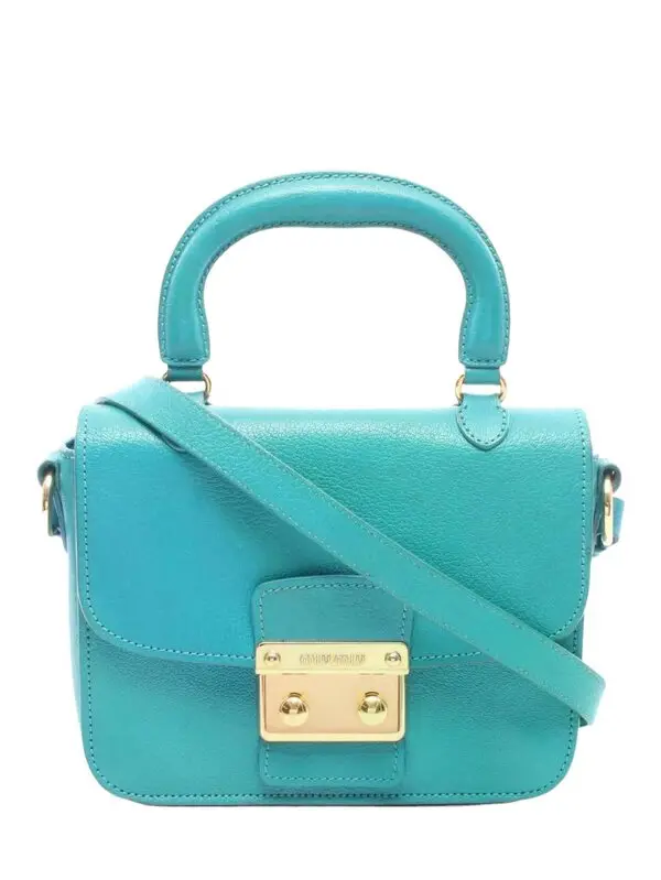 Miu Miu 2000s Madras Leather Tote Bag - Blue