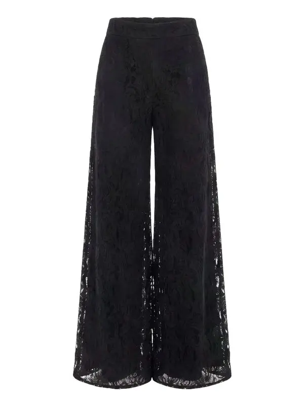 GEMY MAALOUF Lace-overlay Palazzo Pants - Black