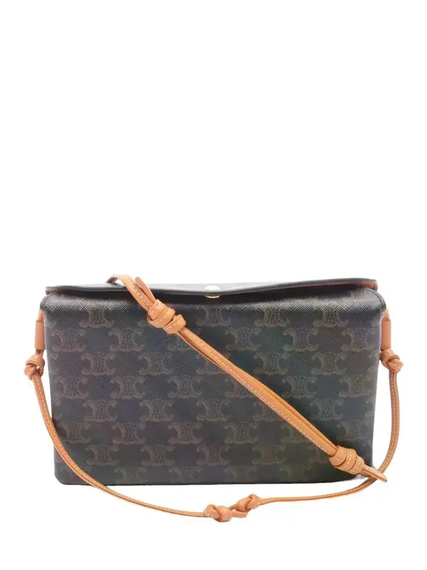Celine Trio Triomphe-canvas Cross Body Bag - Brown