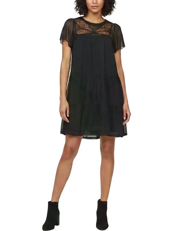 Sandro Lace-detail Mini Dress - Black