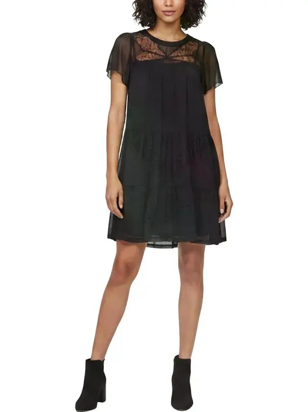 Sandro Lace-detail Mini Dress - Black