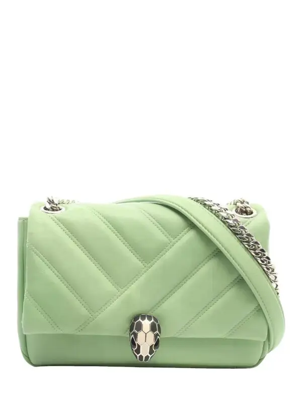 BVLGARI 2010s Serpenti Cabochon Shoulder Bag - Green
