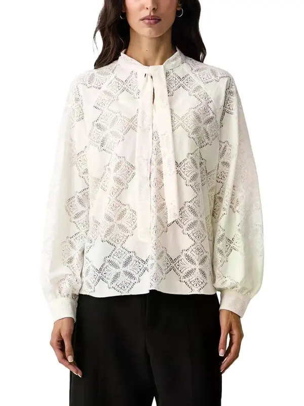 MOS MOSH Tamlyn Tie-neck Blouse - Neutrals