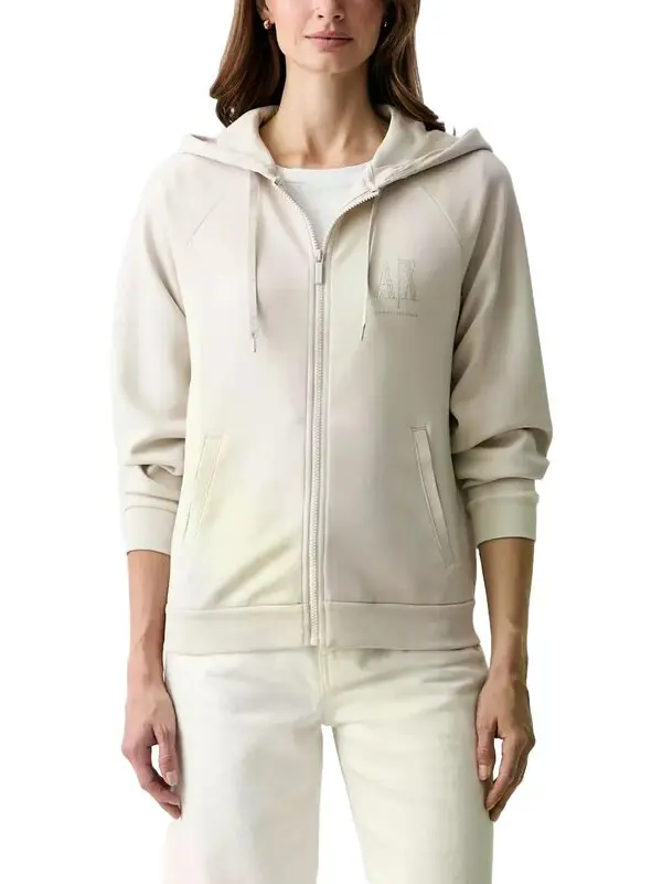 Armani Exchange Logo-print Zip-fastening Hoodie - Neutrals