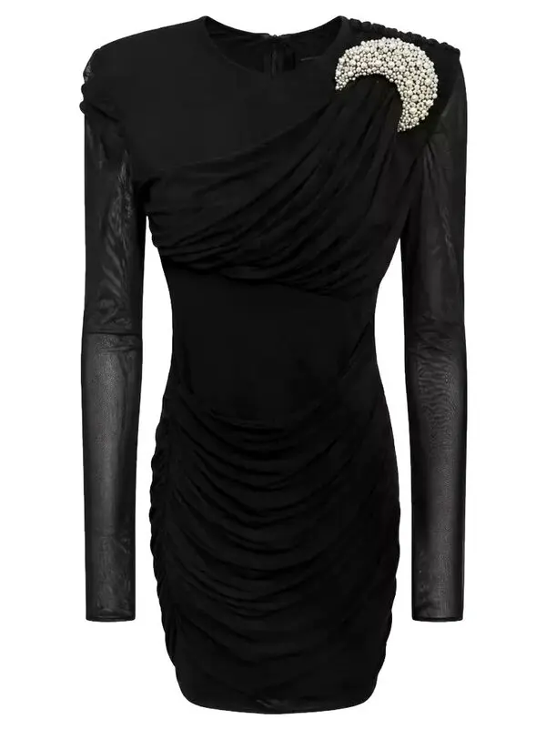 Amen Jewel-embellished Draped Mini Dress - Black