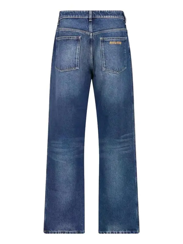 Miu Miu Logo-embroidered Jeans - Blue