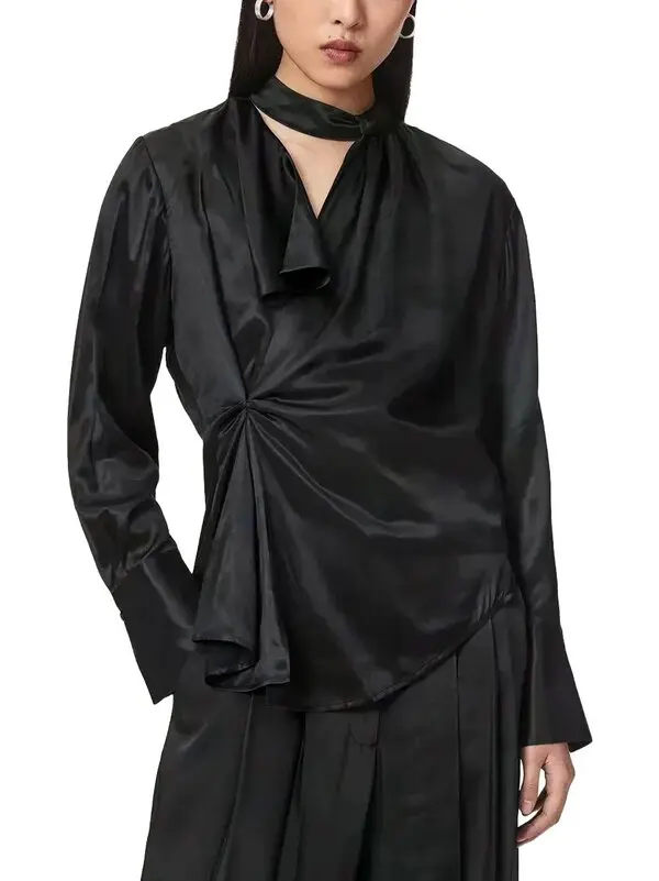 ALLSAINTS Twist-detail Satin Blouse - Black