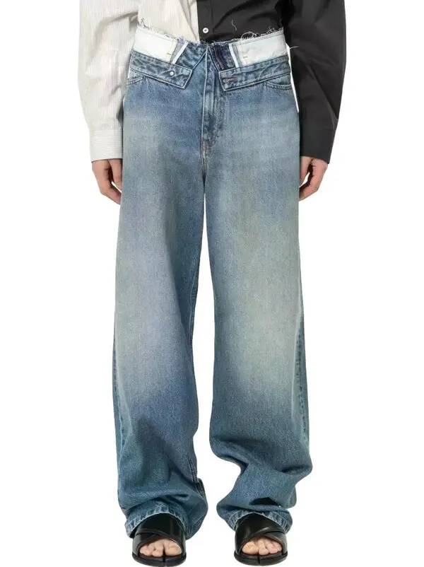 MAISON MARGIELA Deconstructed Raw-waistband Jeans - Blue