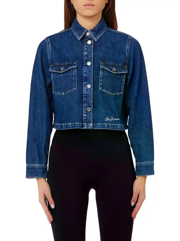 Liu Jo Cropped Denim Shirt - Blue