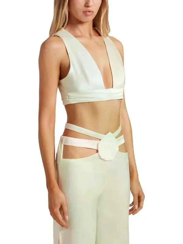 VIOLANTE NESSI Adele Bow-detail Satin Top - Neutrals