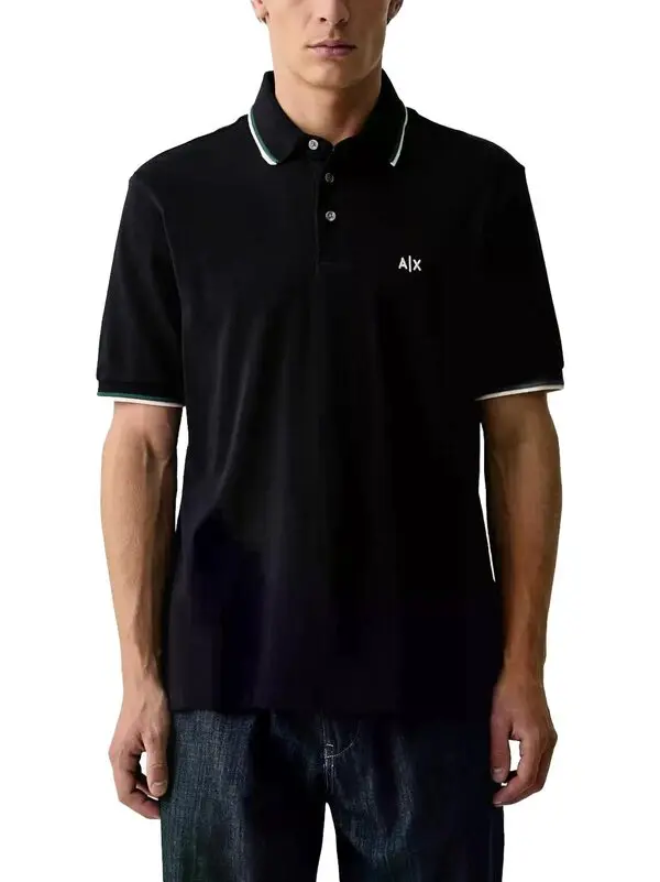 Armani Exchange Logo-embroidered Polo Shirt - Black