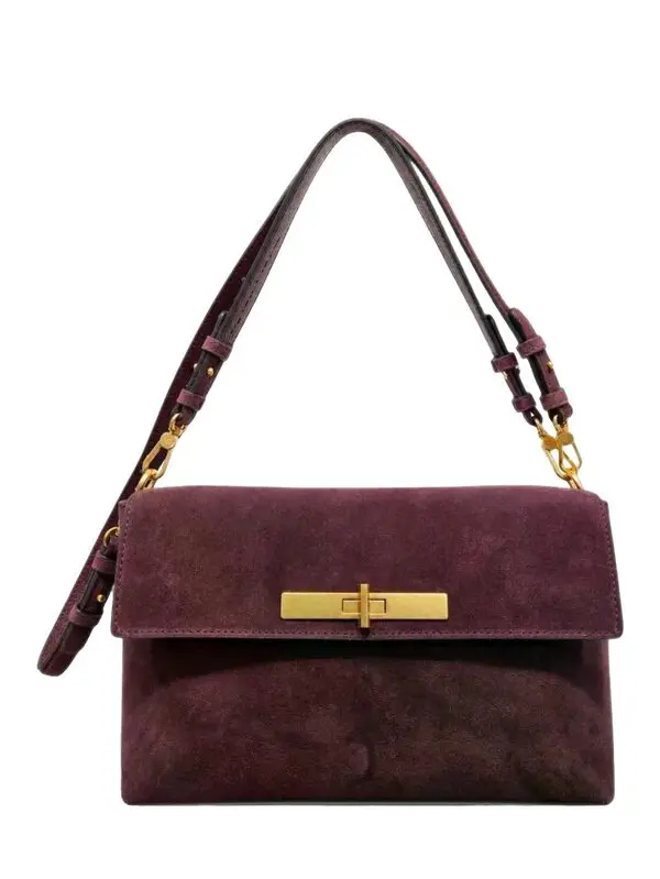 POCHE PARIS Torba Suede Twist-lock Shoulder Bag - Red
