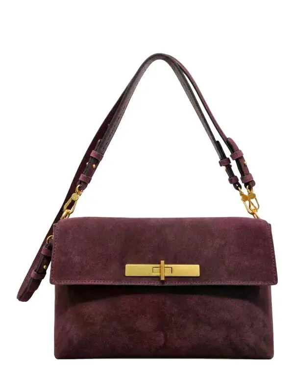 POCHE PARIS Torba Suede Twist-lock Shoulder Bag - Red