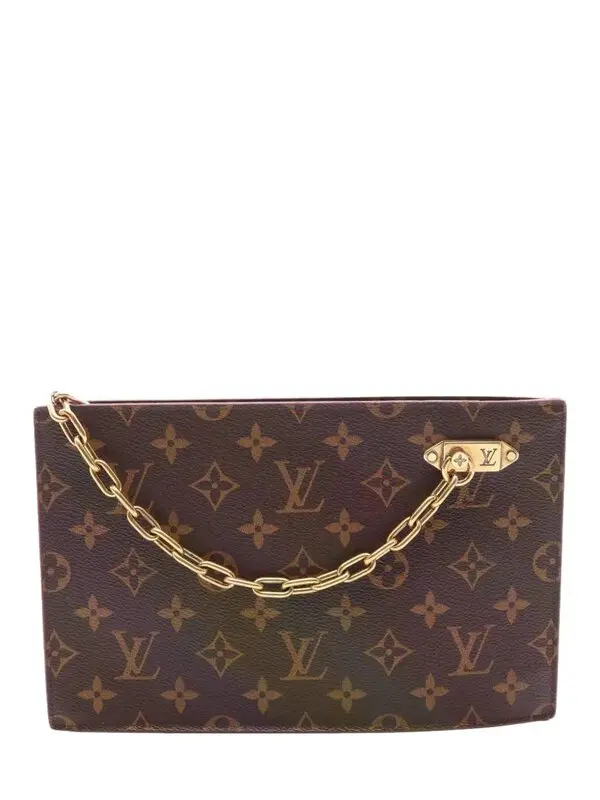 LOUIS VUITTON 2019 Monogram Chain-detail Clutch Bag - Brown
