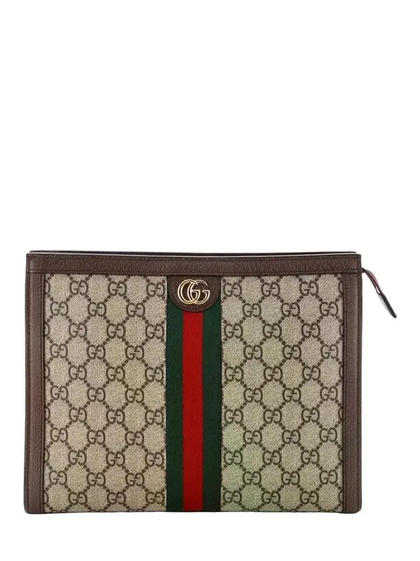 Gucci Ophidia Pouch Gg Coated Canvas Medium Clutch Bag - Brown