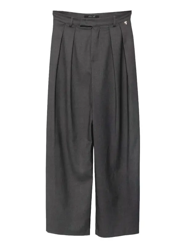 PHILIA LOFT Pleated Wide-leg Trousers - Grey