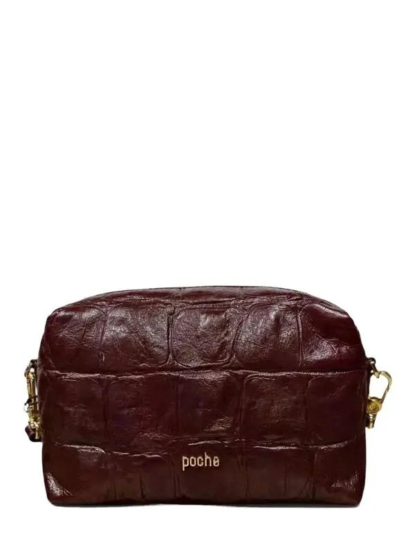 POCHE PARIS Croc-effect Leather Clutch Bag - Red