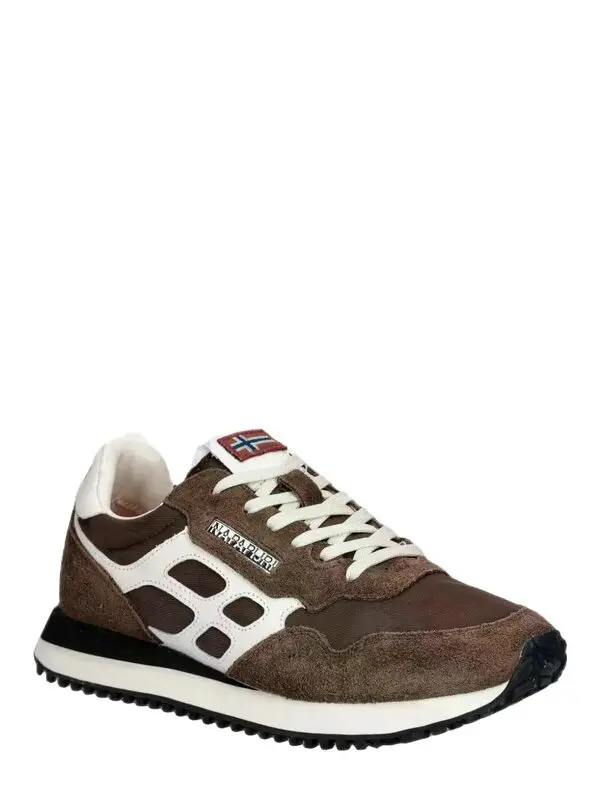 NAPAPIJRI Logo-patch Suede-panelled Sneakers - Brown