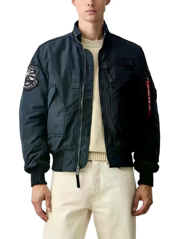 Alpha Industries Logo-patch Bomber Jacket - Blue
