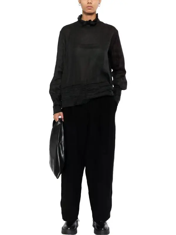 MARIA TURRI Frayed High-neck Top - Black