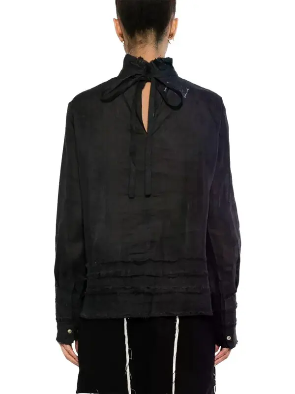 MARIA TURRI Frayed High-neck Top - Black