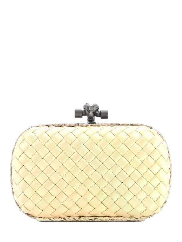 Bottega Veneta Box Knot Intrecciato Satin Small Clutch Bag - Neutrals