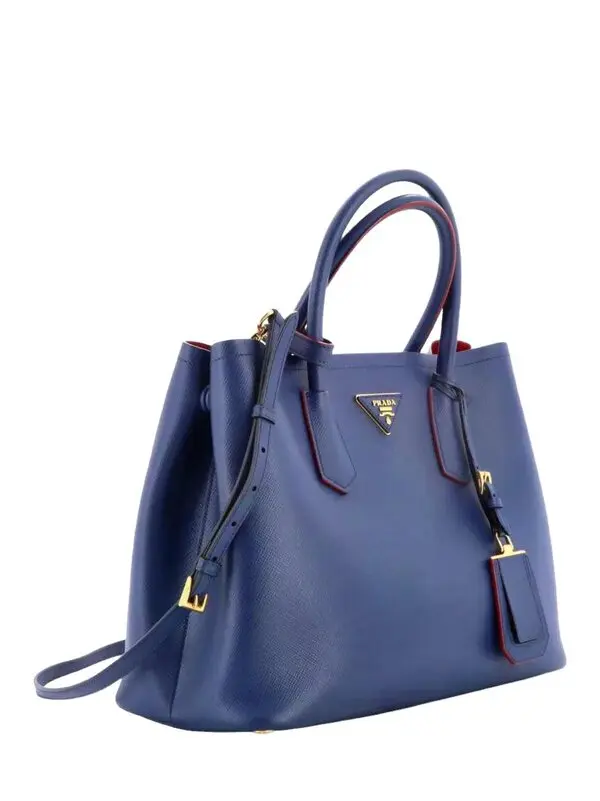 Prada Cuir Double Saffiano Leather Medium Tote Bag - Blue