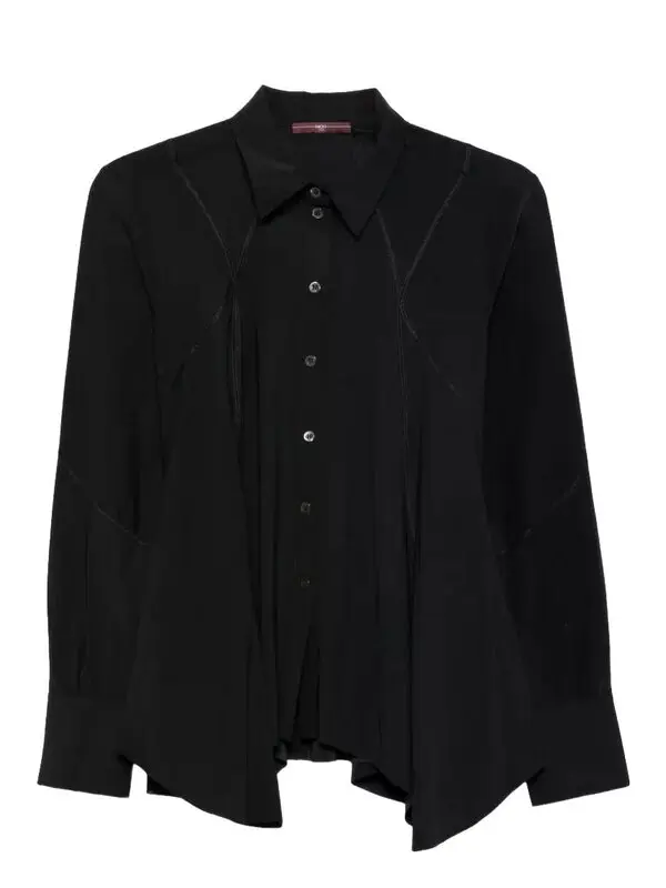 High Panelled Asymmetric Shirt - Black