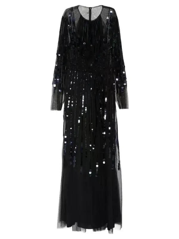 Alberta Ferretti Sequin-embellished Tulle Maxi Dress - Black