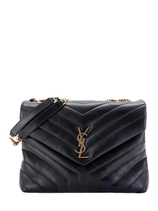 Saint Laurent Loulou Matelasse Chevron Leather Medium Shoulder Bag - Black