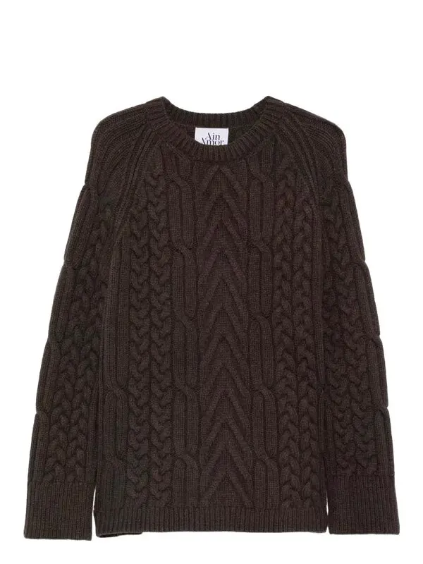 AIN AMOR Cable-knit Raglan-sleeve Sweater - Brown