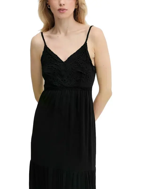 MORGAN Broderie-anglaise Tiered Maxi Dress - Black