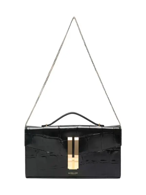 DEMELLIER Vancouver Croc-effect Clutch Bag - Black