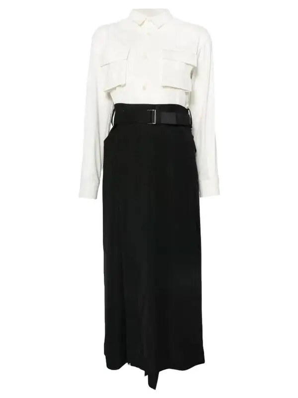 Sacai Belted Layered Midi Dress - White