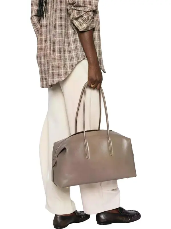 DEMELLIER Stockholm Grained Leather Shoulder Bag - Grey