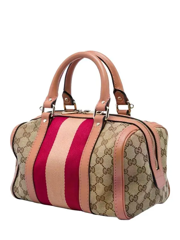 Gucci 2016-2026 Small Gg Canvas Web Joy Boston Bag Satchel - Neutrals