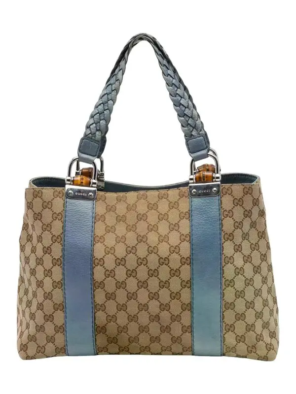 Gucci 2021-2026 Medium Gg Canvas Bamboo Libeccio Tote Bag - Neutrals