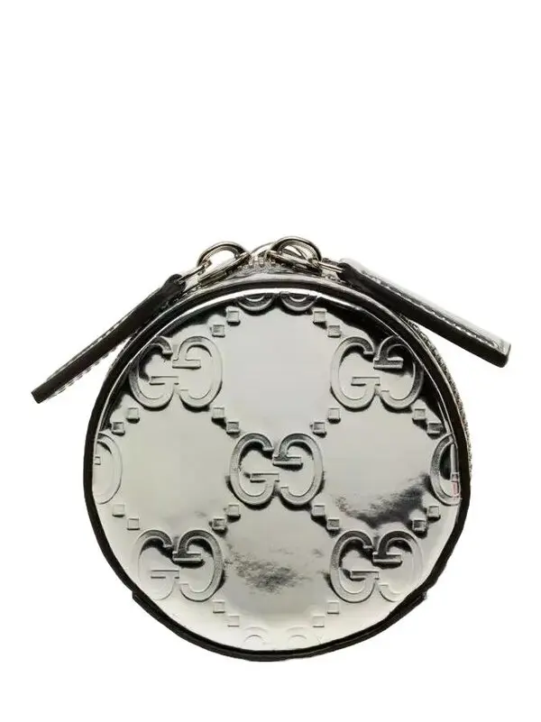 Gucci 2016-2026 Guccissima Mirror Effect Round Purse Coin Pouch - Silver