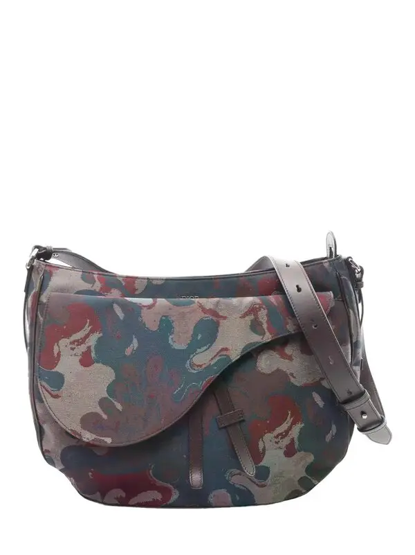 Dior 2000-2026 Peter Doig Denim Camouflage Soft Saddle Bag Satchel - Brown