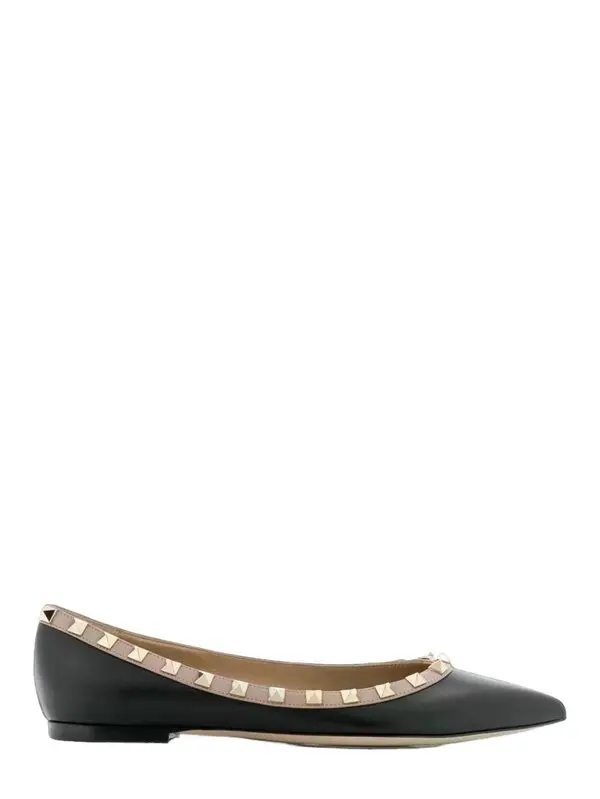 Valentino Garavani Rockstud Point-toe Flat Pumps - Black